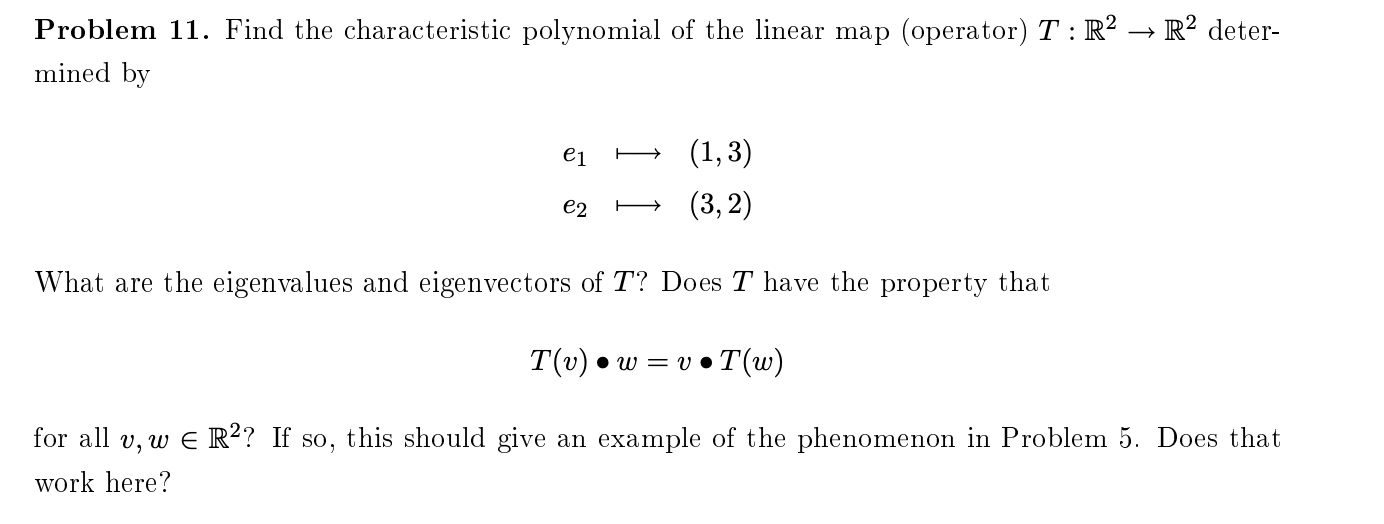 Solved Problem 11. ﻿Find the characteristic polynomial of | Chegg.com