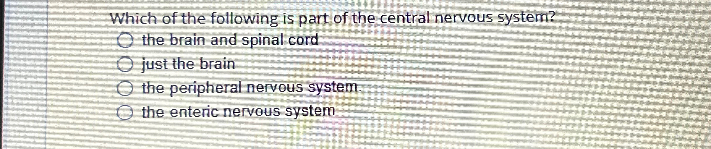 Solved Which of the following is part of the central nervous | Chegg.com