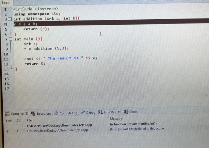Solved 1.cpp I int z; 1 #include 2 using namespace std; 3 | Chegg.com