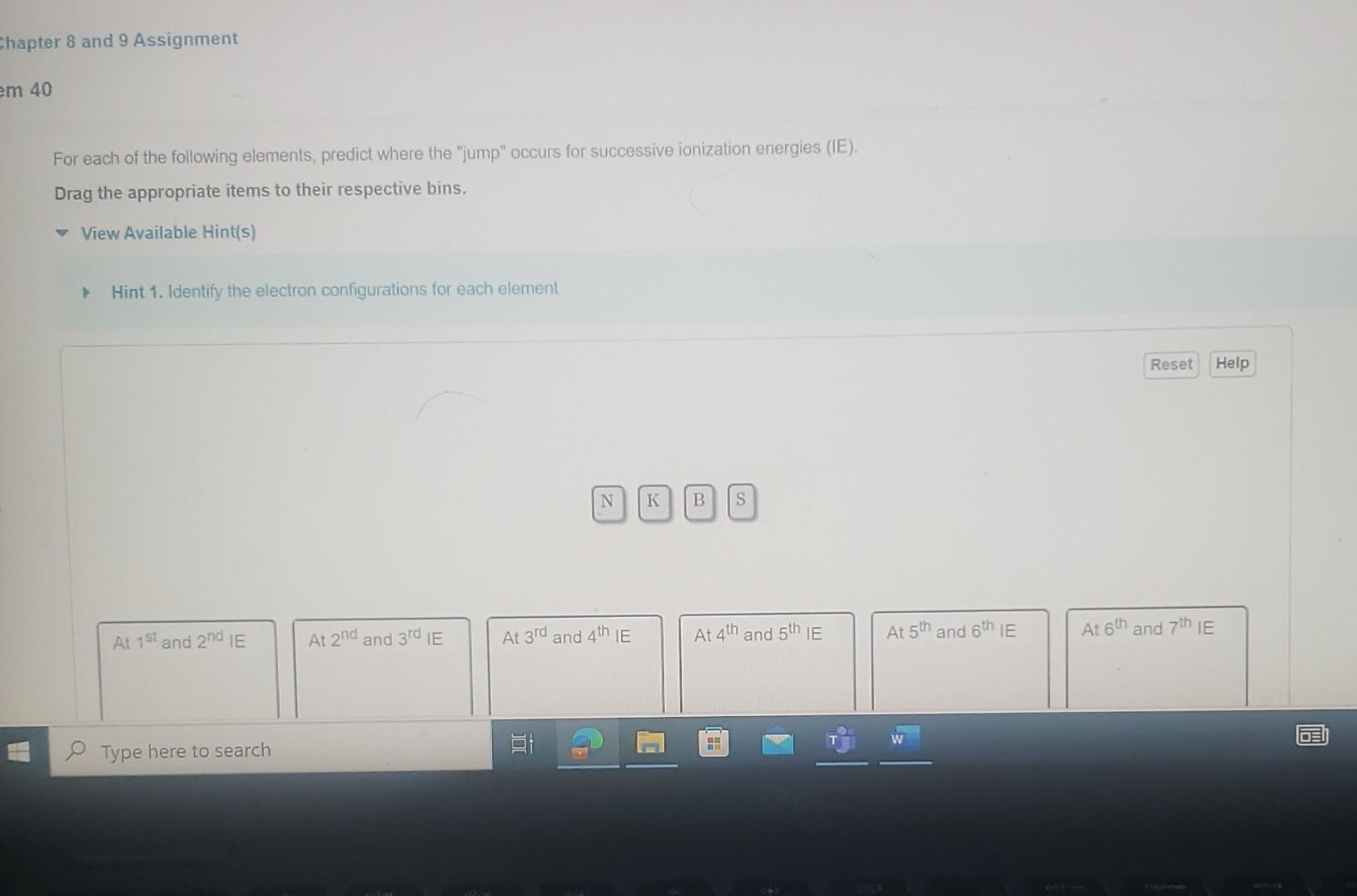 Solved For each of the following elements, predict where the | Chegg.com