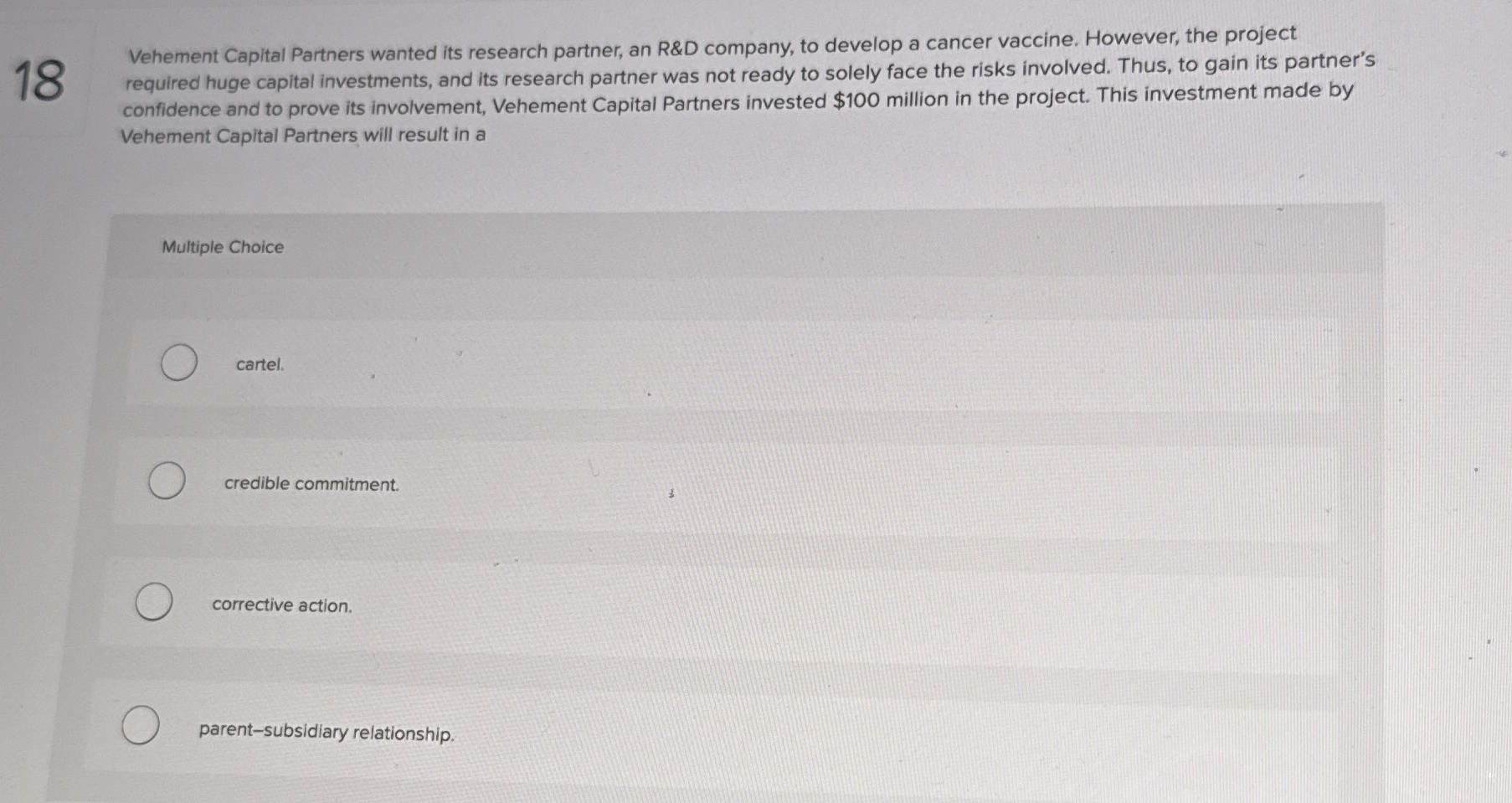 Solved 18Vehement Capital Partners wanted its research | Chegg.com