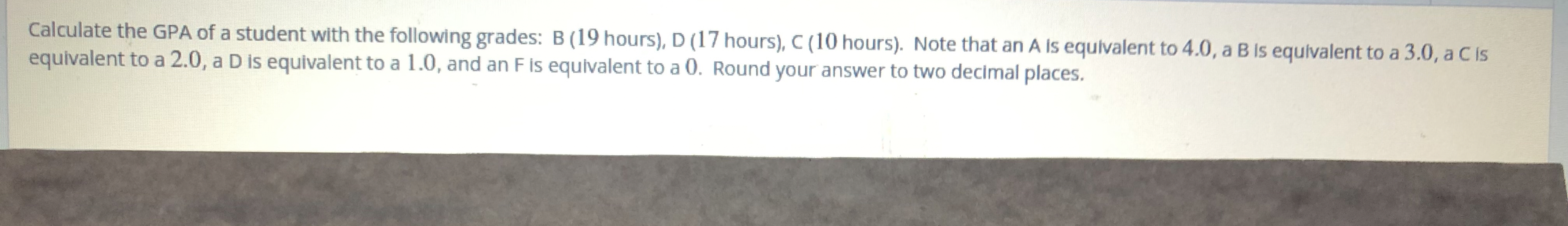 Solved Calculate the GPA of a student with the following | Chegg.com