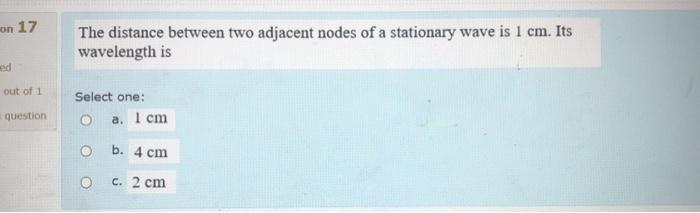 Solved on 17 The distance between two adjacent nodes of a | Chegg.com