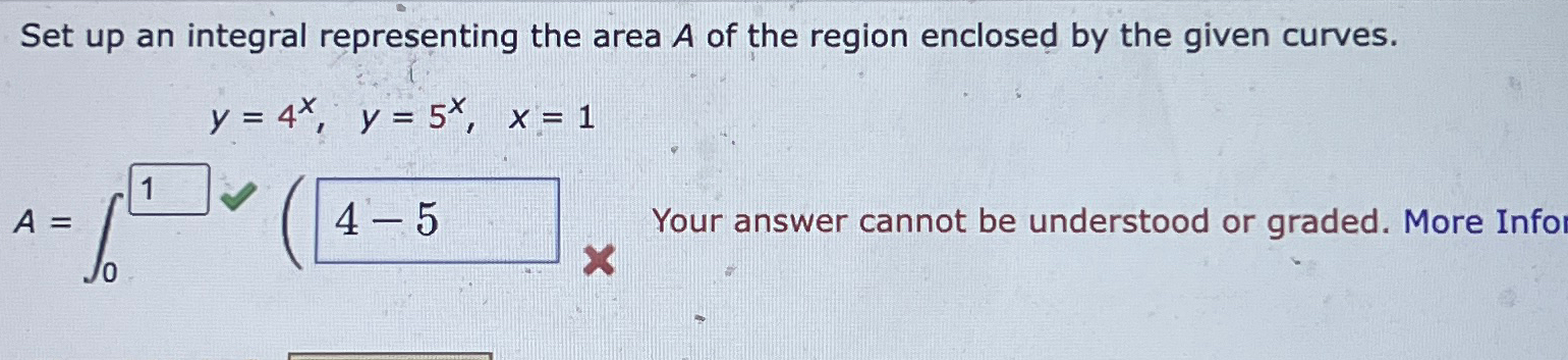 Solved Set Up An Integral Representing The Area A ﻿of The