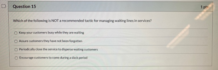Solved Question 15 1 pts Which of the following is NOT a | Chegg.com