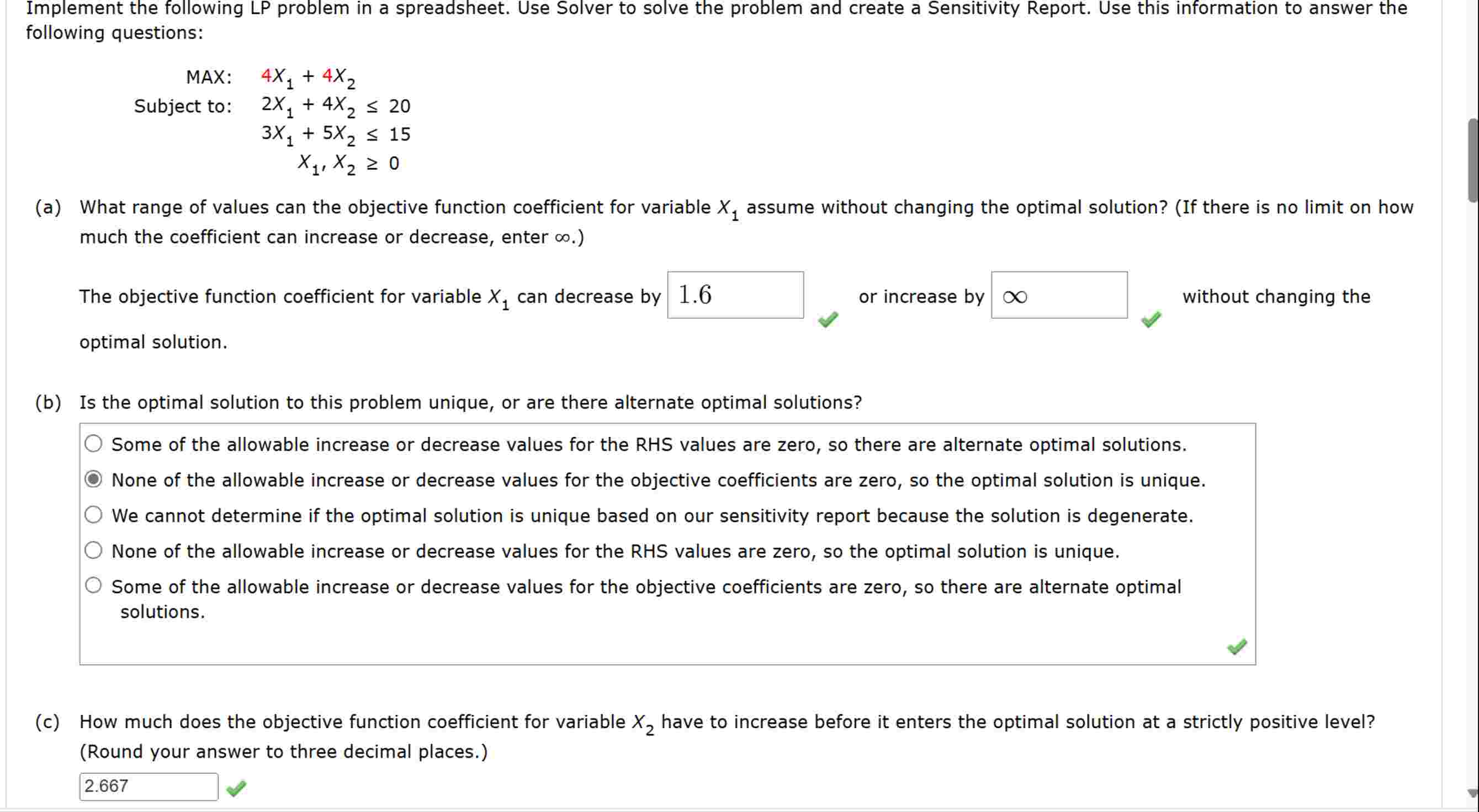 Solved Implement the following LP ﻿problem in ﻿a | Chegg.com
