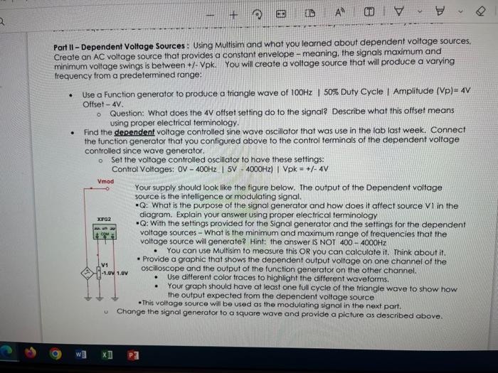 Solved Part Ii Dependent Voltage Sources Using Multisim