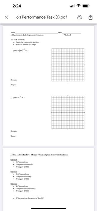 2:24 11 х 6.1 Performance Task (1).pdf 2.0)+1 Mir, | Chegg.com