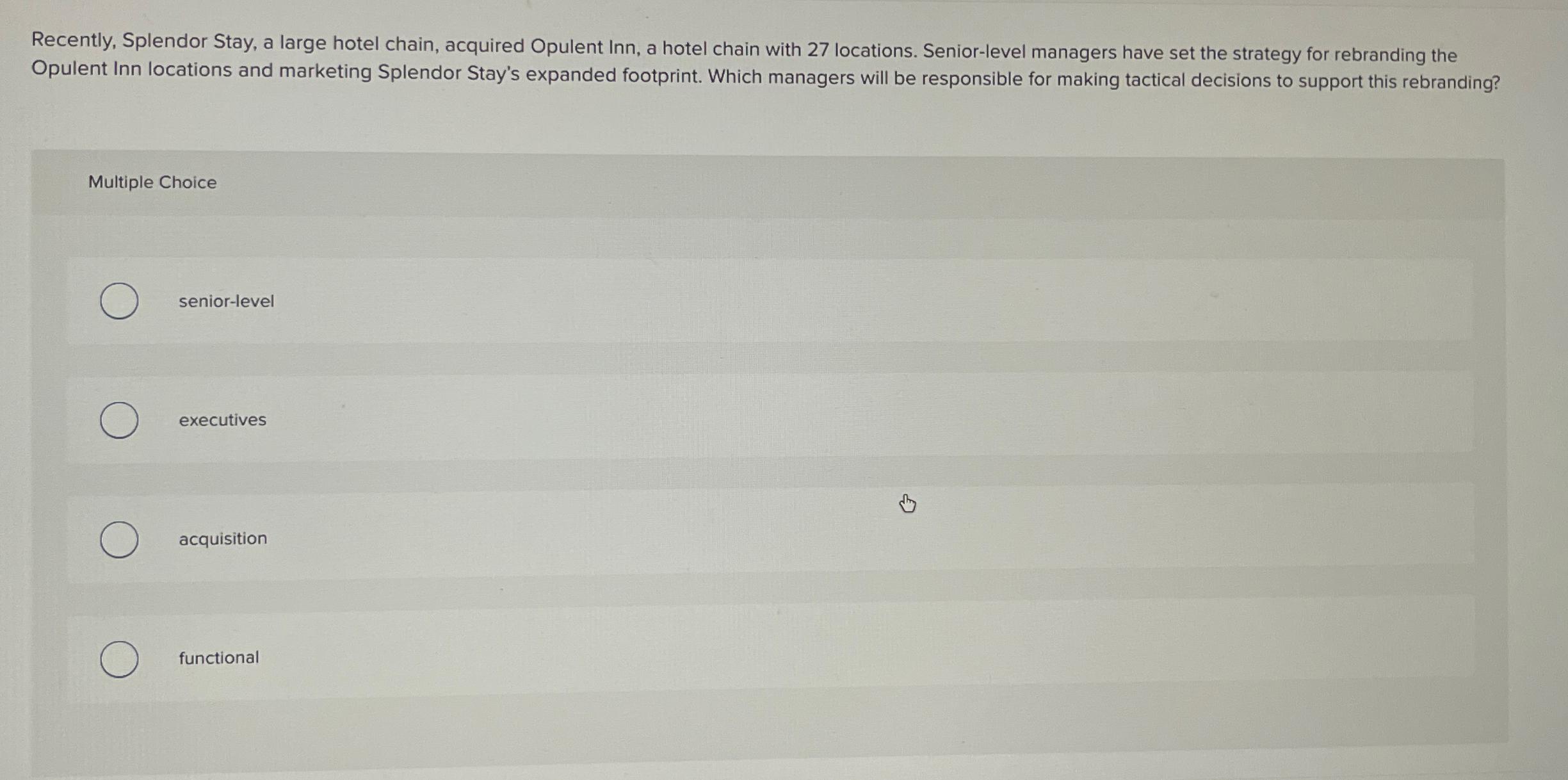 Solved Recently, Splendor Stay, a large hotel chain, | Chegg.com