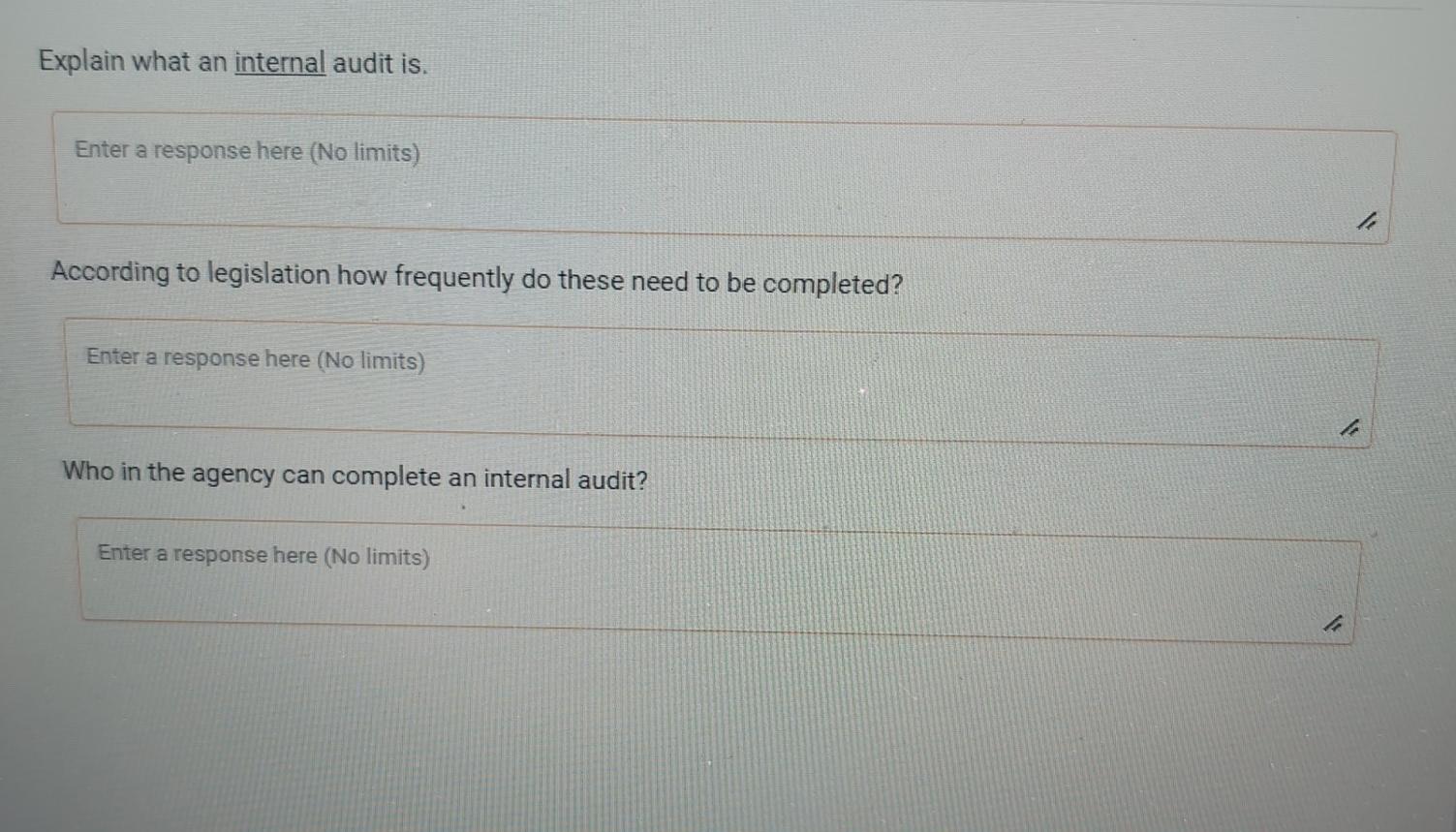 Solved Explain what an internal audit is.Enter a response | Chegg.com