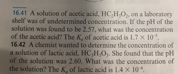 Solved 16.41 A solution of acetic acid, HC H202, on a | Chegg.com