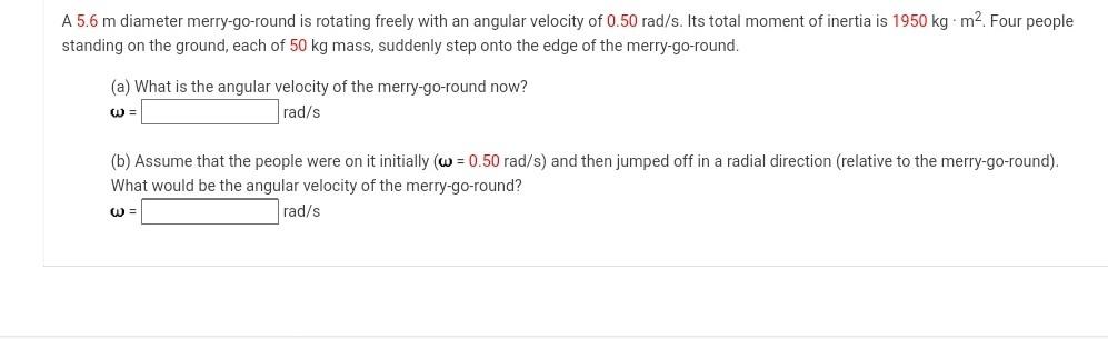 Solved A 5.6 m diameter merry-go-round is rotating freely | Chegg.com