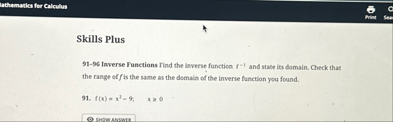 lathematics ff(x)=x2-6x,x≥391-96 ﻿Inverse Functions | Chegg.com