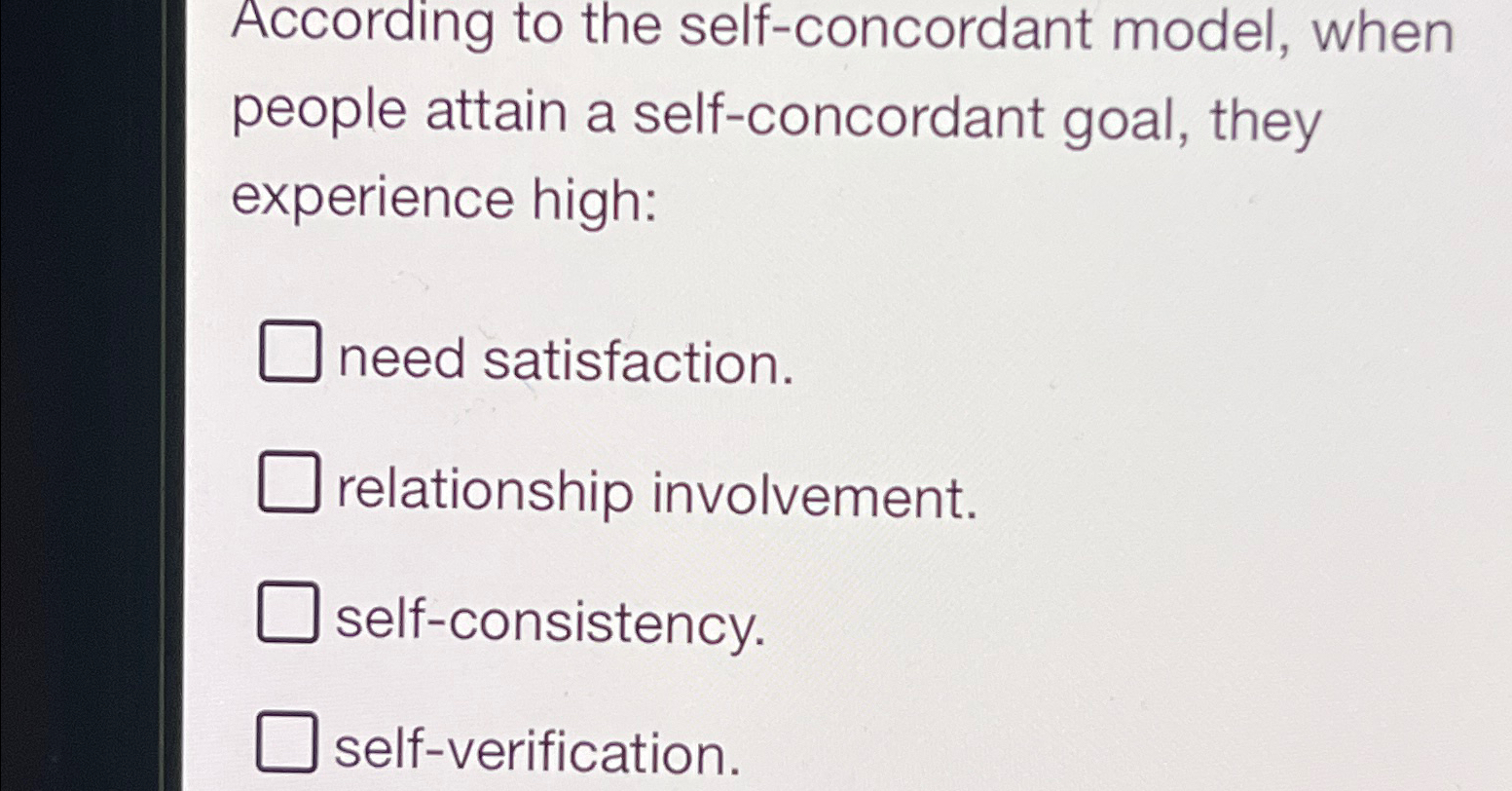 Solved According to the self-concordant model, when people | Chegg.com