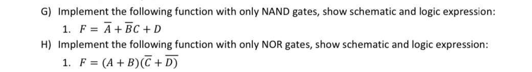 Solved G) ﻿Implement the following function with only NAND | Chegg.com