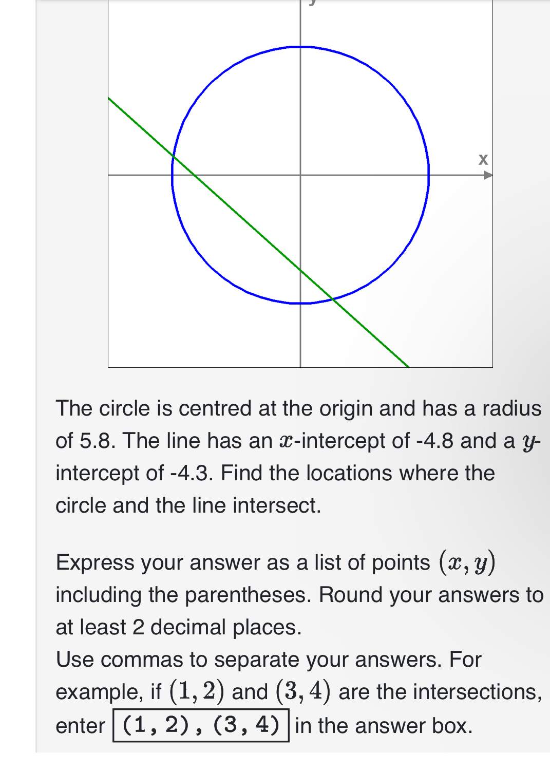 Solved The circle is centred at the origin and has a radius | Chegg.com