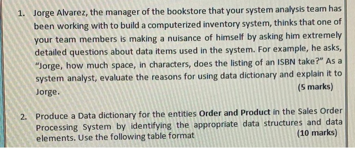 Solved 1. Jorge Alvarez, the manager of the bookstore that | Chegg.com