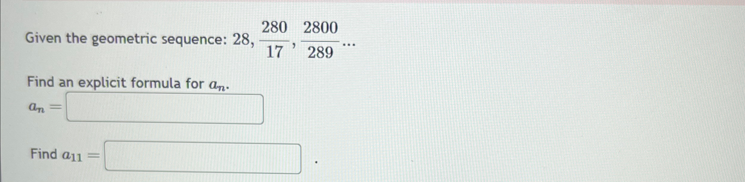 Solved Given the geometric sequence: | Chegg.com