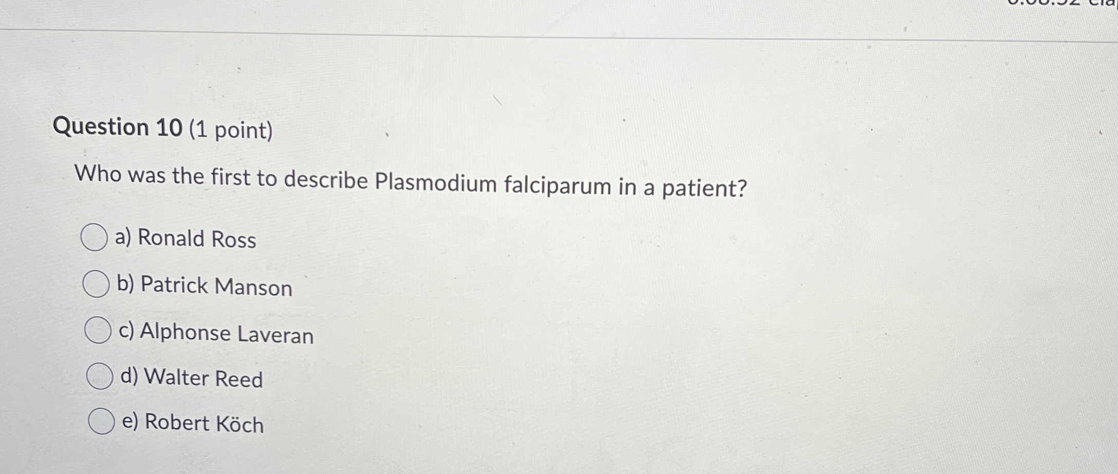 Solved Question 10 (1 ﻿point)Who was the first to describe | Chegg.com