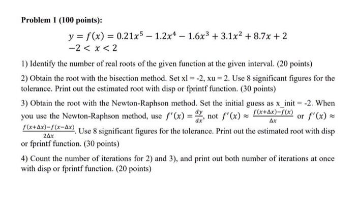 Solved Problem 1 (100 points): | Chegg.com