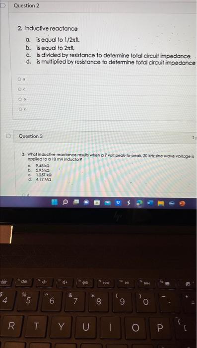 Solved 1 Inductive Reactance Depends On A Amplitude And