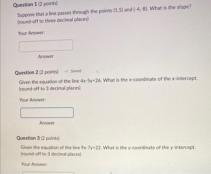 Solved Suppose that a line passes through the points (1,5) | Chegg.com