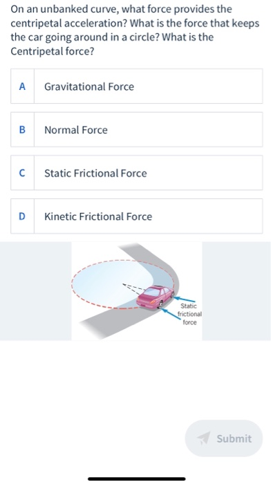 Solved On an unbanked curve, what force provides the | Chegg.com