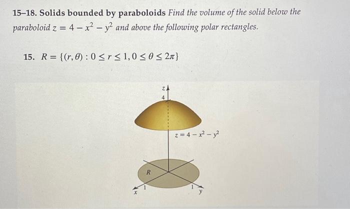 Solved 15-18. Solids bounded by paraboloids Find the volume | Chegg.com