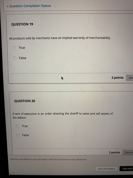 Solved Question Completion Status: QUESTION 19 All products | Chegg.com