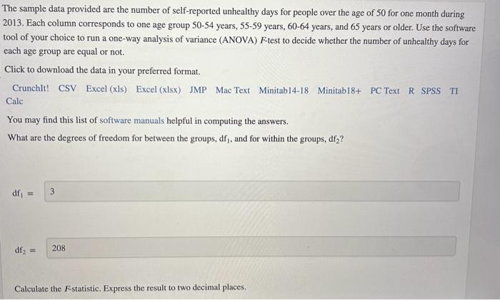 The sample data provided are the number of | Chegg.com