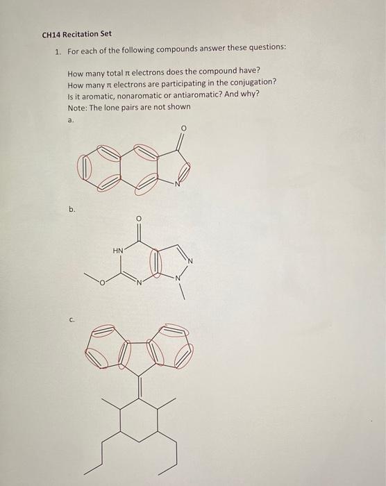 Solved H14 Recitation Set 1. For each of the following | Chegg.com