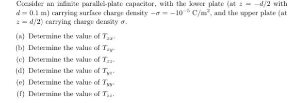 Solved Consider an infinite parallel-plate capacitor, with | Chegg.com