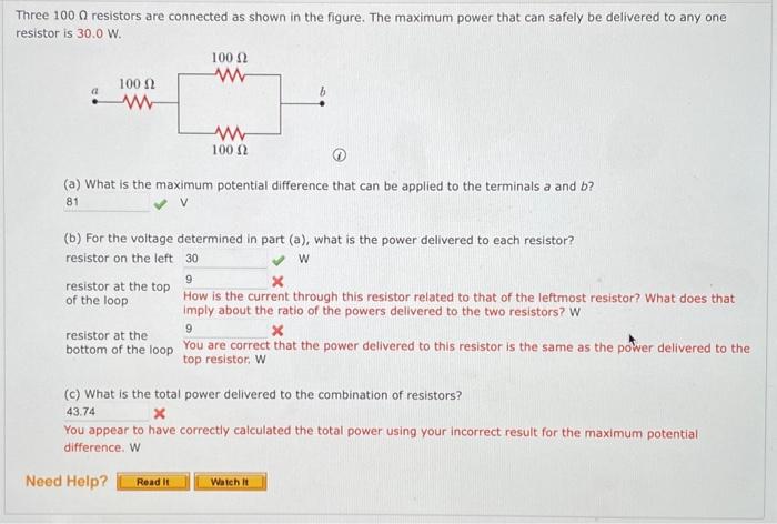 Solved Three 100Ω Resistors Are Connected As Shown In The 