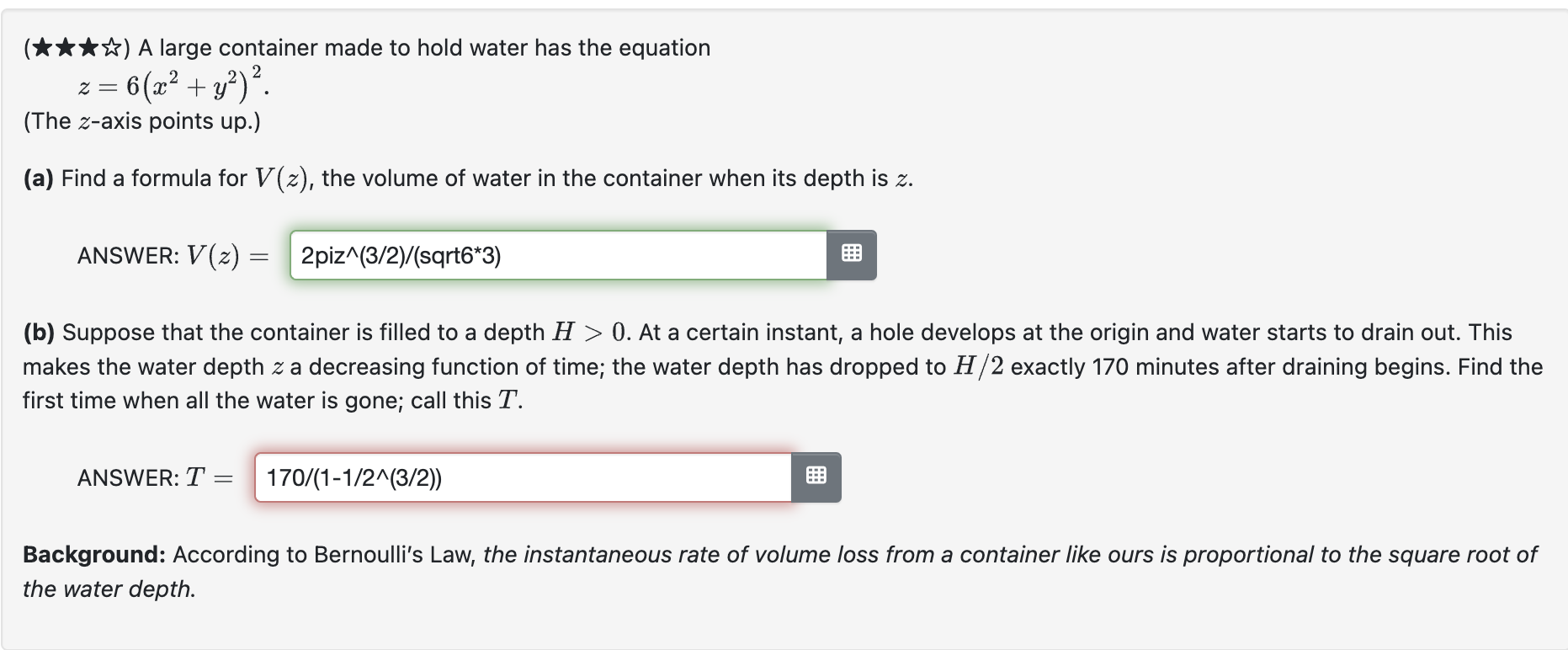 Solved (************) ﻿A large container made to hold water | Chegg.com