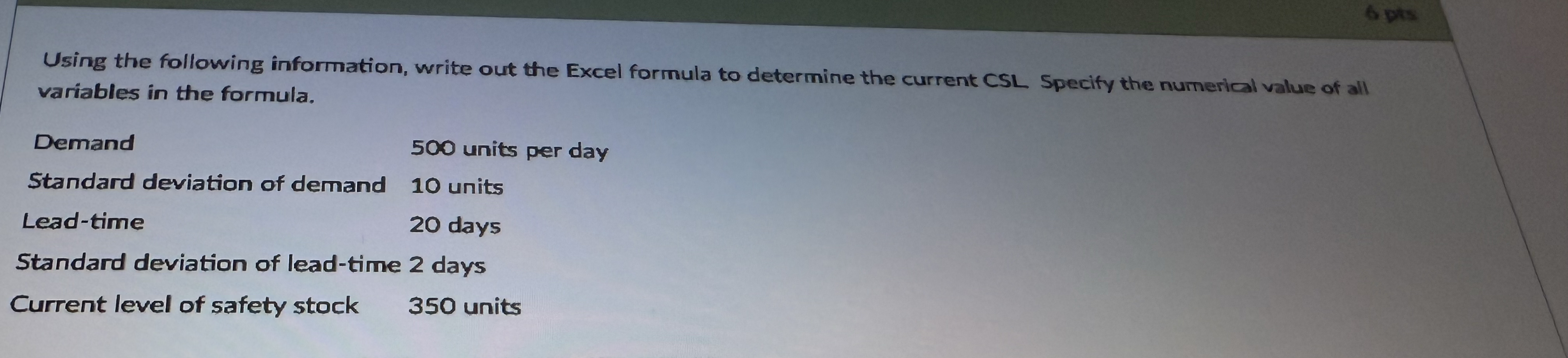 Solved Using the following information, write out the Excel | Chegg.com