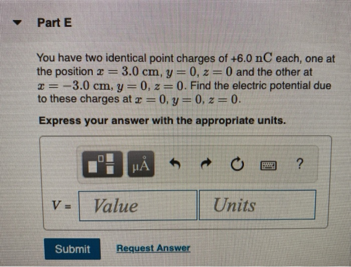 Solved Part E You have two identical point charges of +6.0 | Chegg.com