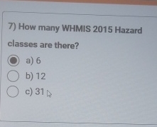 Solved How many WHMIS 2015 ﻿Hazard classes are | Chegg.com