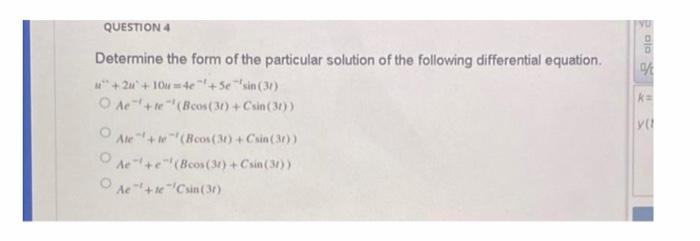 Solved Determine the form of the particular solution of the | Chegg.com