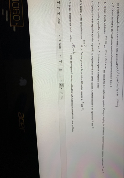 Solved (15 points) Consider the first order initial value | Chegg.com Solved (15 points) Consider the first order initial value | Chegg.com