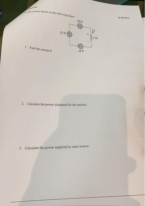 Solved For the circuit shown in the following figure: 1. | Chegg.com