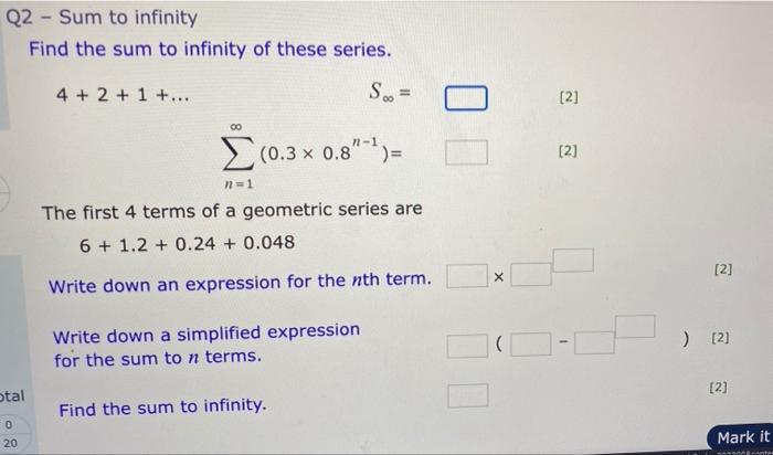 Solved Q2 - Sum to infinity Find the sum to infinity of | Chegg.com