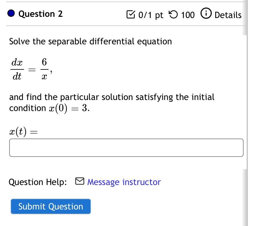 Solved Question 201pt100DetailsSolve the separable | Chegg.com