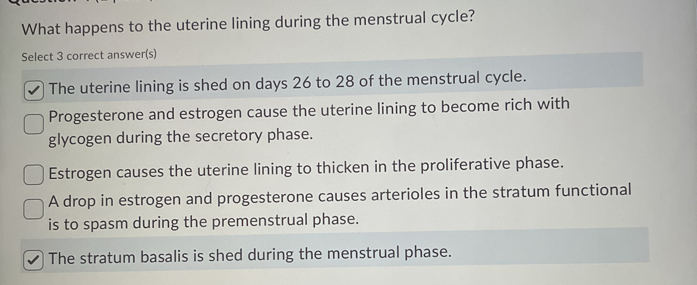 Solved What happens to the uterine lining during the | Chegg.com