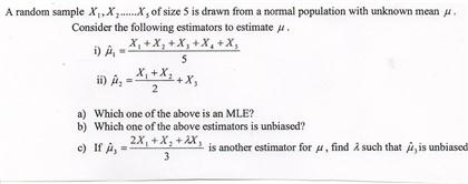 Solved A random sample X1, X2, ......X, of size 5 is drawn | Chegg.com