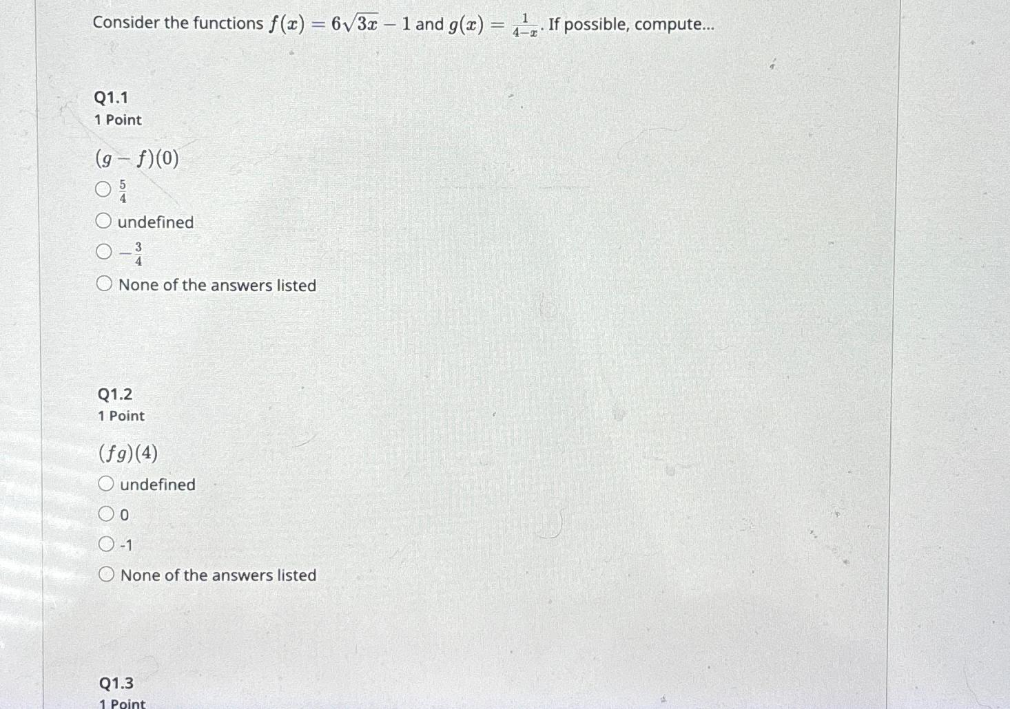 Solved Consider the functions f(x)=63x2-1 ﻿and g(x)=14-x. | Chegg.com