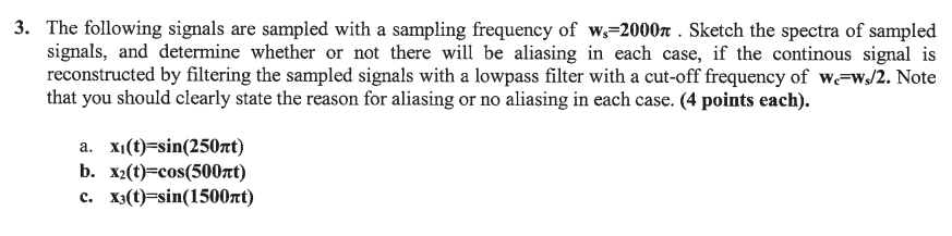 Solved The following signals are sampled with a sampling | Chegg.com