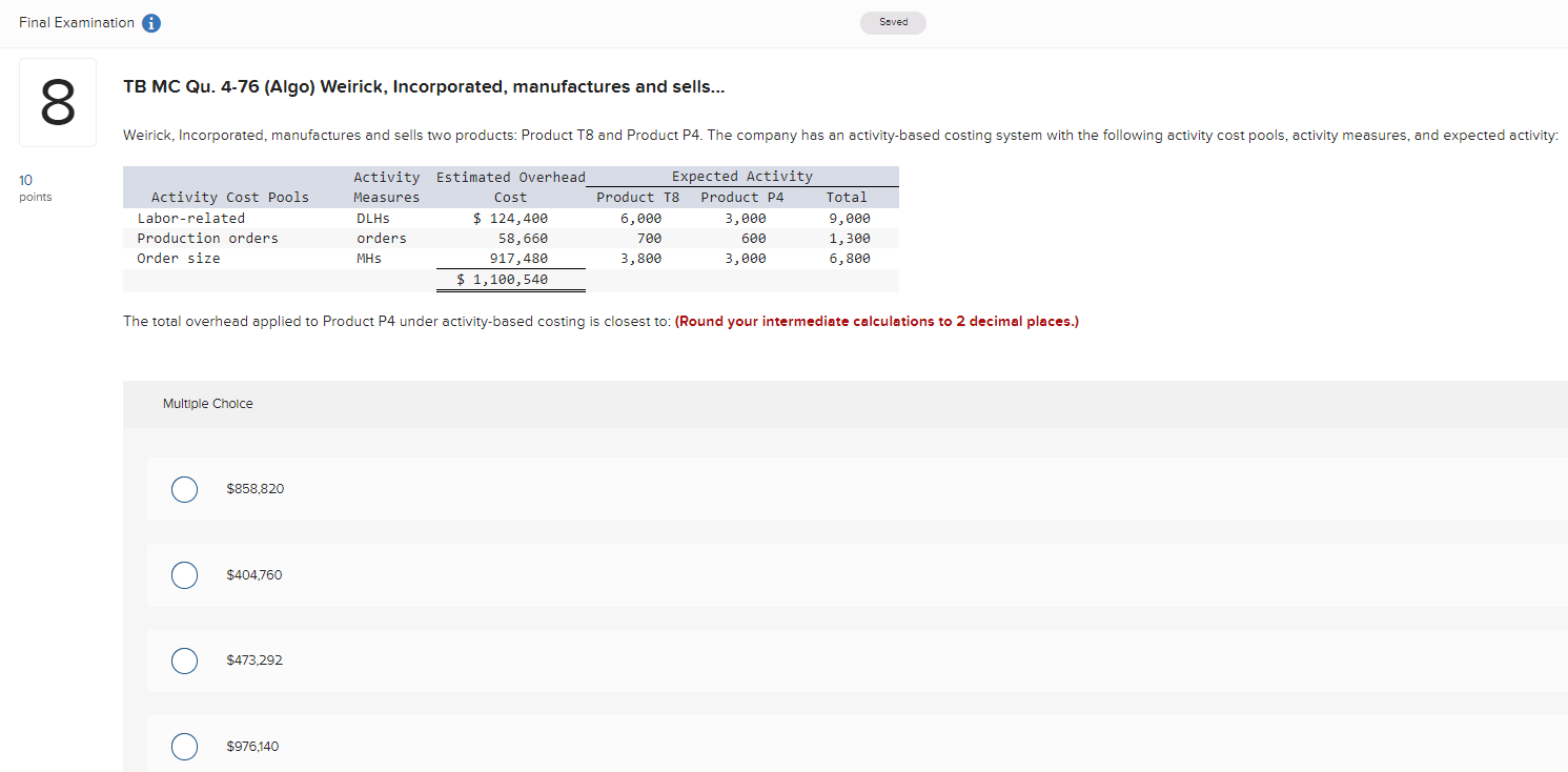 Solved TB MC Qu. 4-76 (Algo) Weirick, Incorporated, | Chegg.com Solved TB MC Qu. 4-76 (Algo) Weirick, Incorporated, | Chegg.com