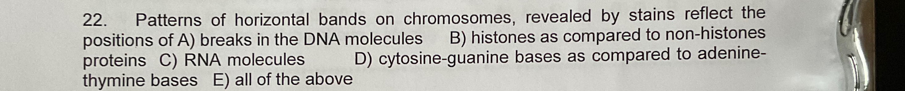 Solved Patterns of horizontal bands on chromosomes, revealed | Chegg.com