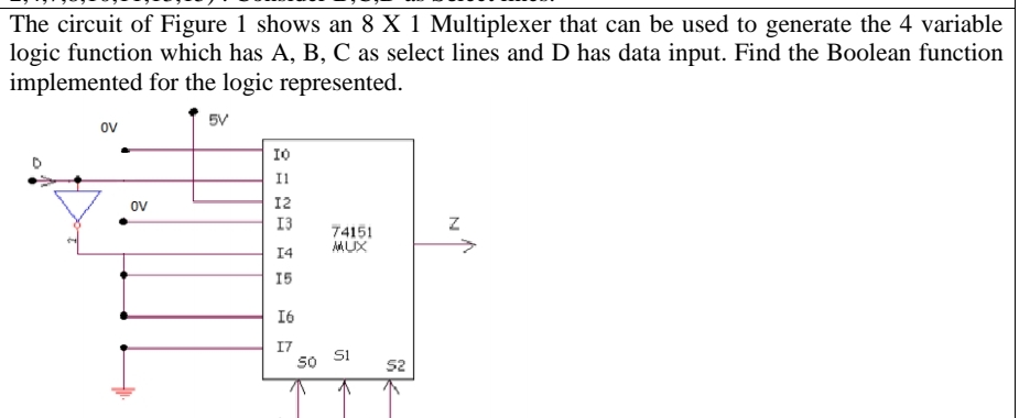 Solved The circuit of Figure 1 ﻿shows an 8×1 ﻿Multiplexer | Chegg.com