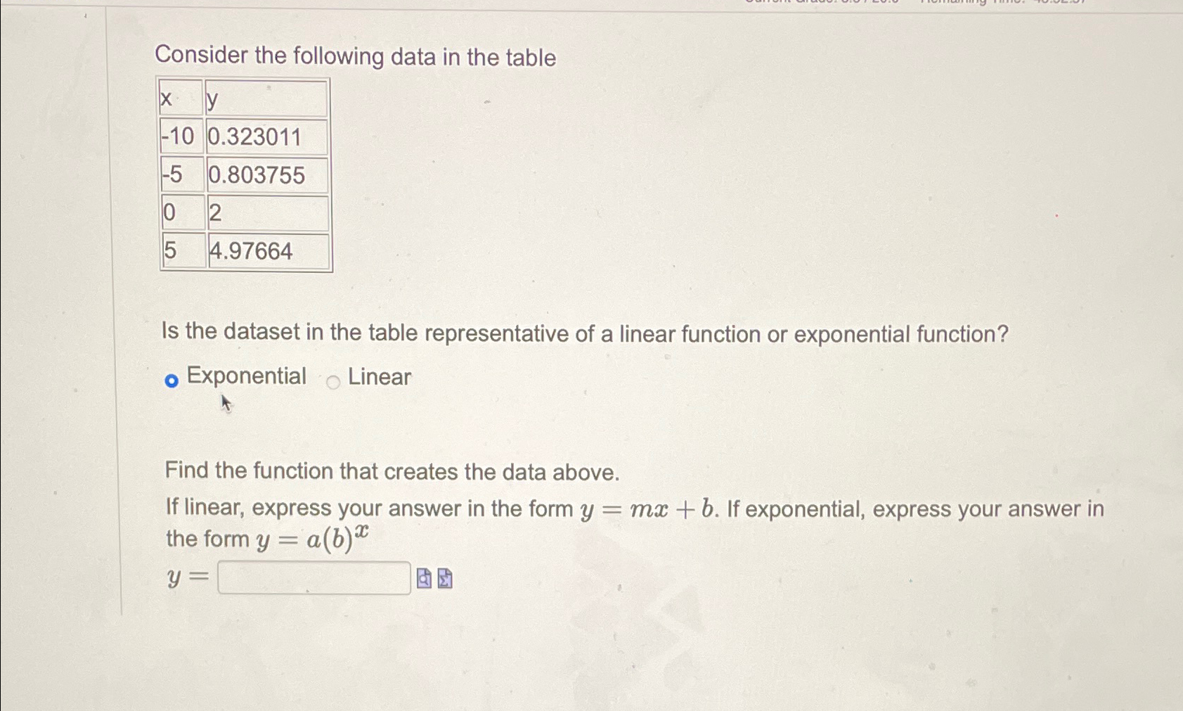 Solved Consider The Following Data In The Tabletable Xy 6957